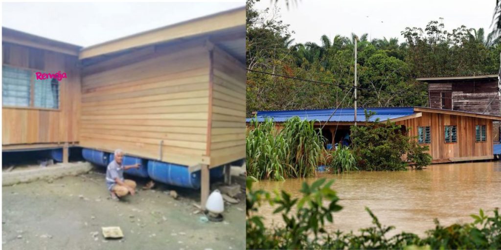 Kreatif, Rumah Rakit Warga Emas Praktikal Di Musim Banjir. Netizen Kagum!