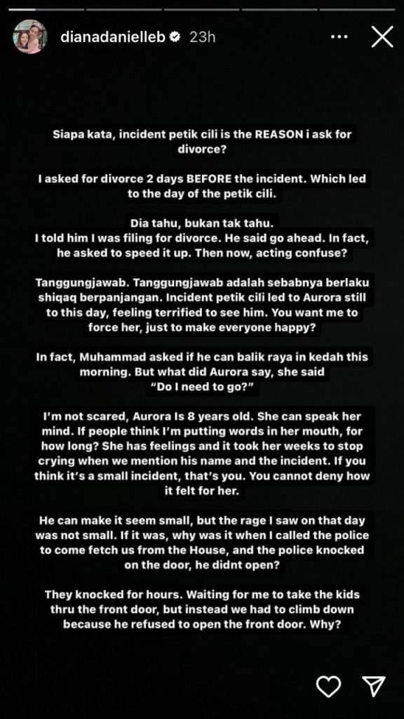 Ditengking Sepuas Hati, Diana Danielle Dedah Sifat Baran Farid Kamil